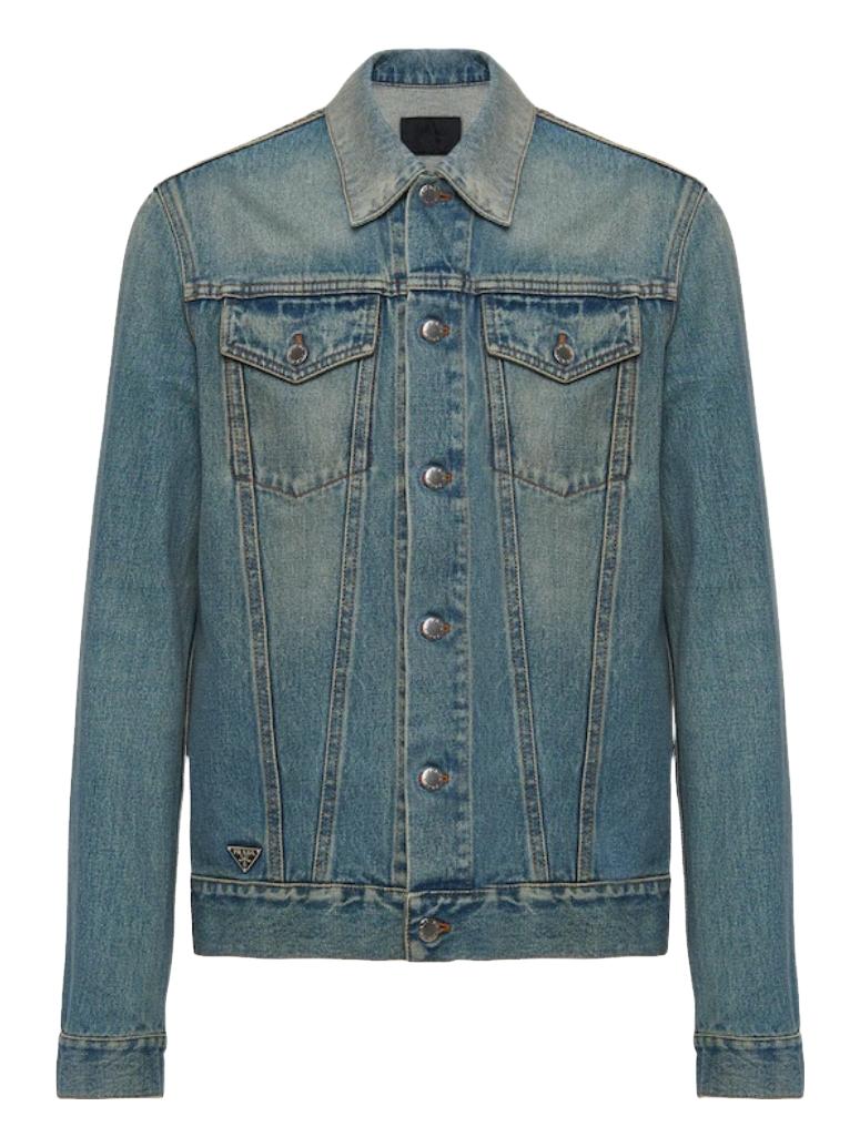 PRADA Prada Enamelled Tag Detailed Denim Jacket
